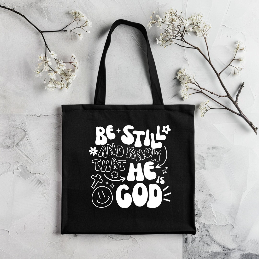 Preppy Bible Verse Tote Bag With Psalm 46:10 Spiritual Gift Teen Gift ...