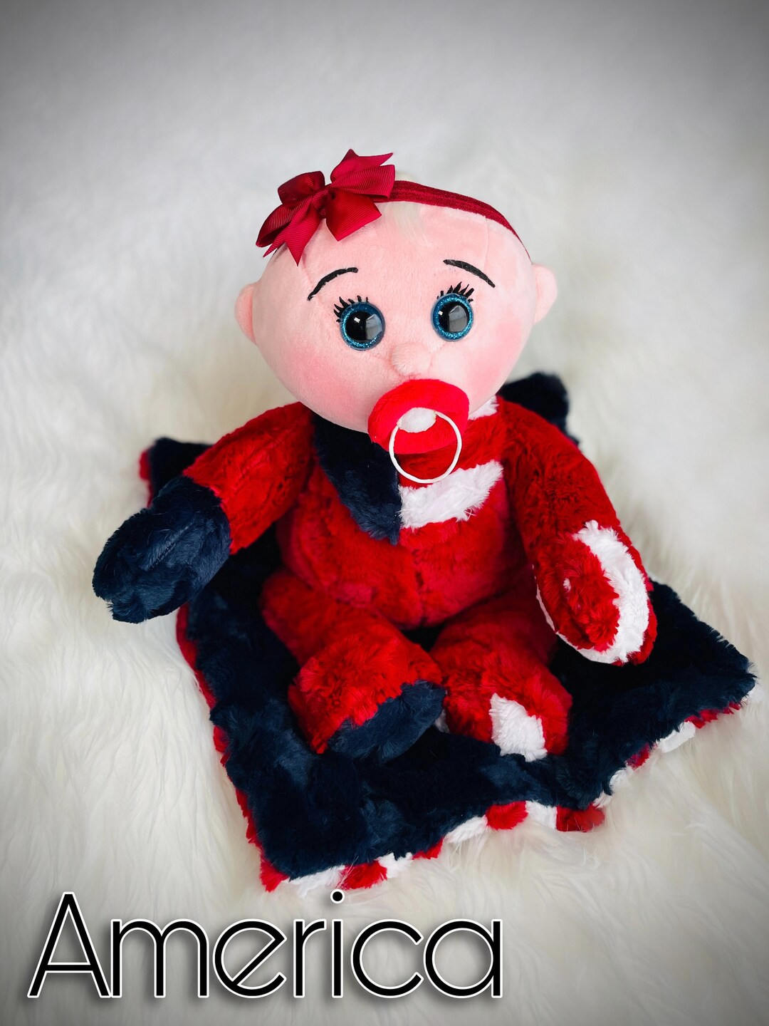 America 18" Minky Doll, Handmade Baby Doll With Lovie, Patriotic Doll ...