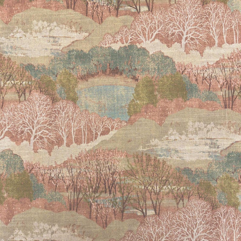 Neutral Pink Scenic Landscape Fabric by the Yard Mink Tone Home Decor ...