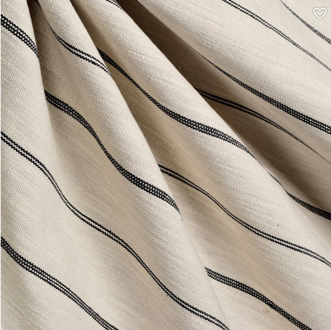 Black Stripe Fabric Master Bedroom Drapery Yardage Cream Home Decor ...