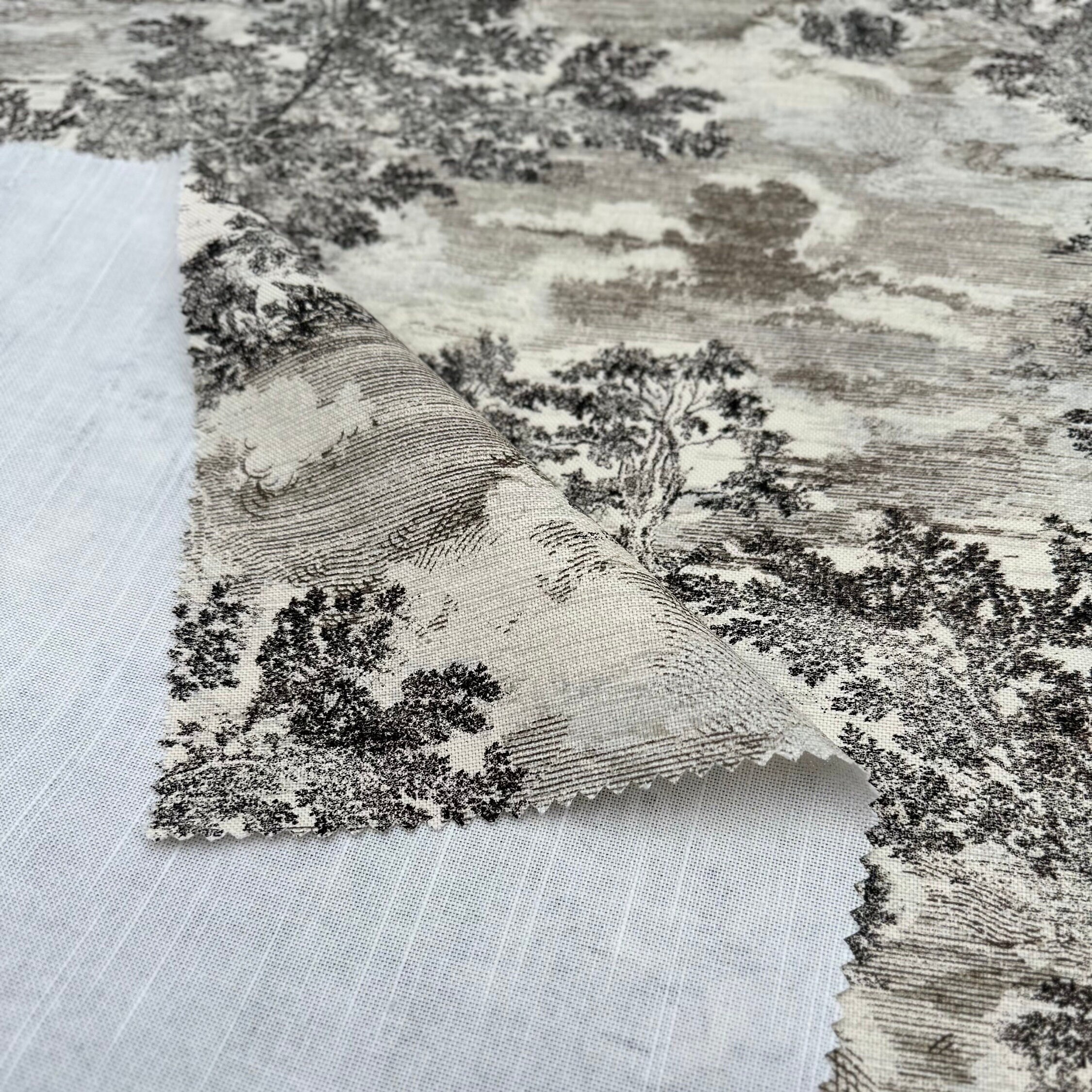 Neutral Forest Cotton Fabric Tan Home Decor Toile Designer Textile ...