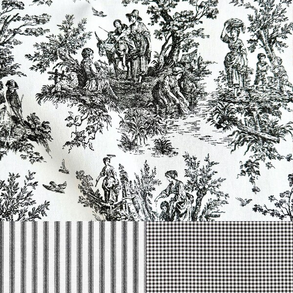 Black Toile Fabric - Etsy