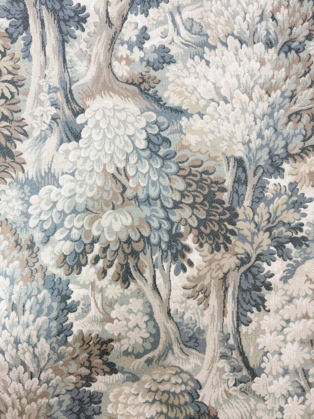 Muted Forest Fabric Sage Gray Tapestry Textured Textile Chestnut Brown ...