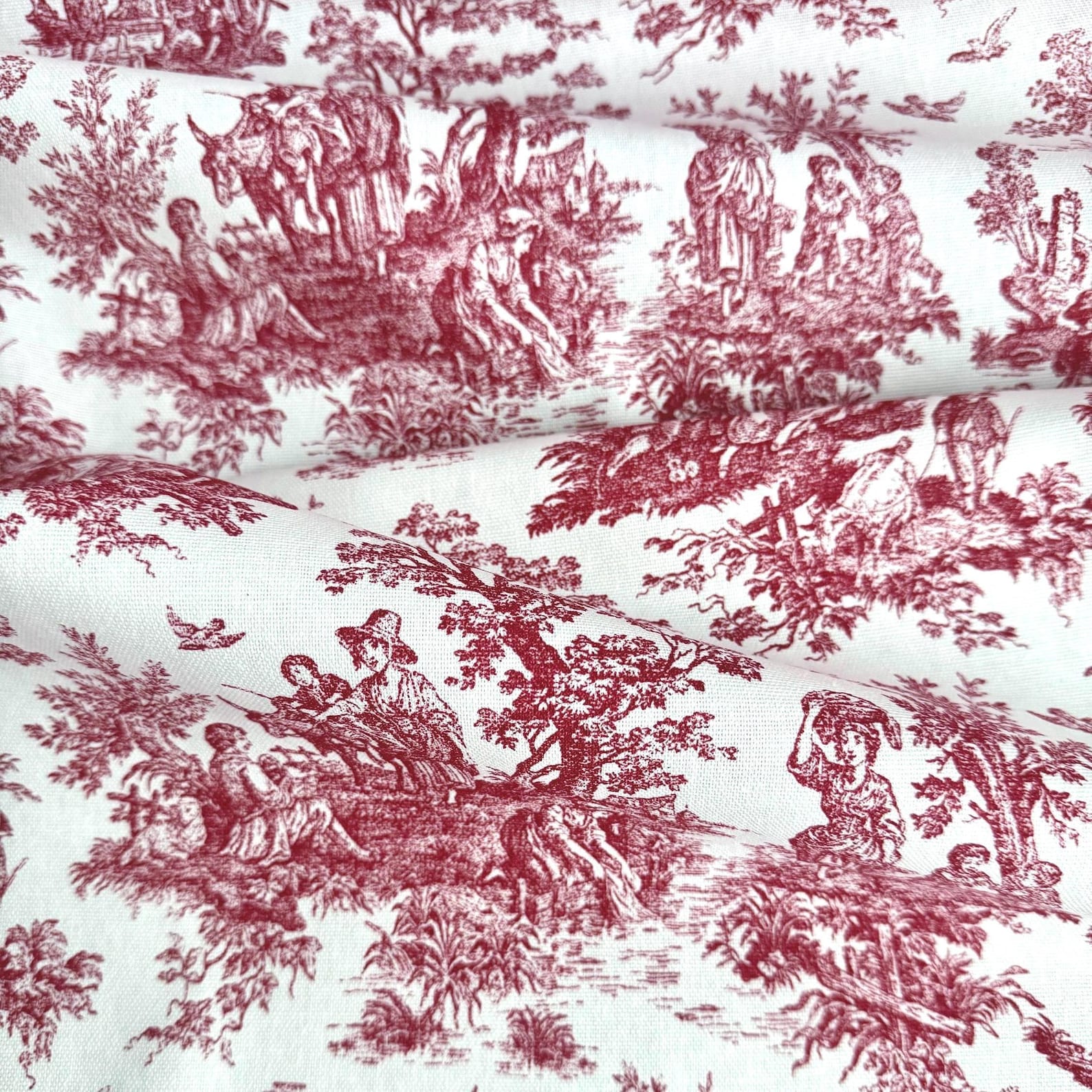 Toile Fabric by the Yard French Pastoral Kitchen Curtain Material ...