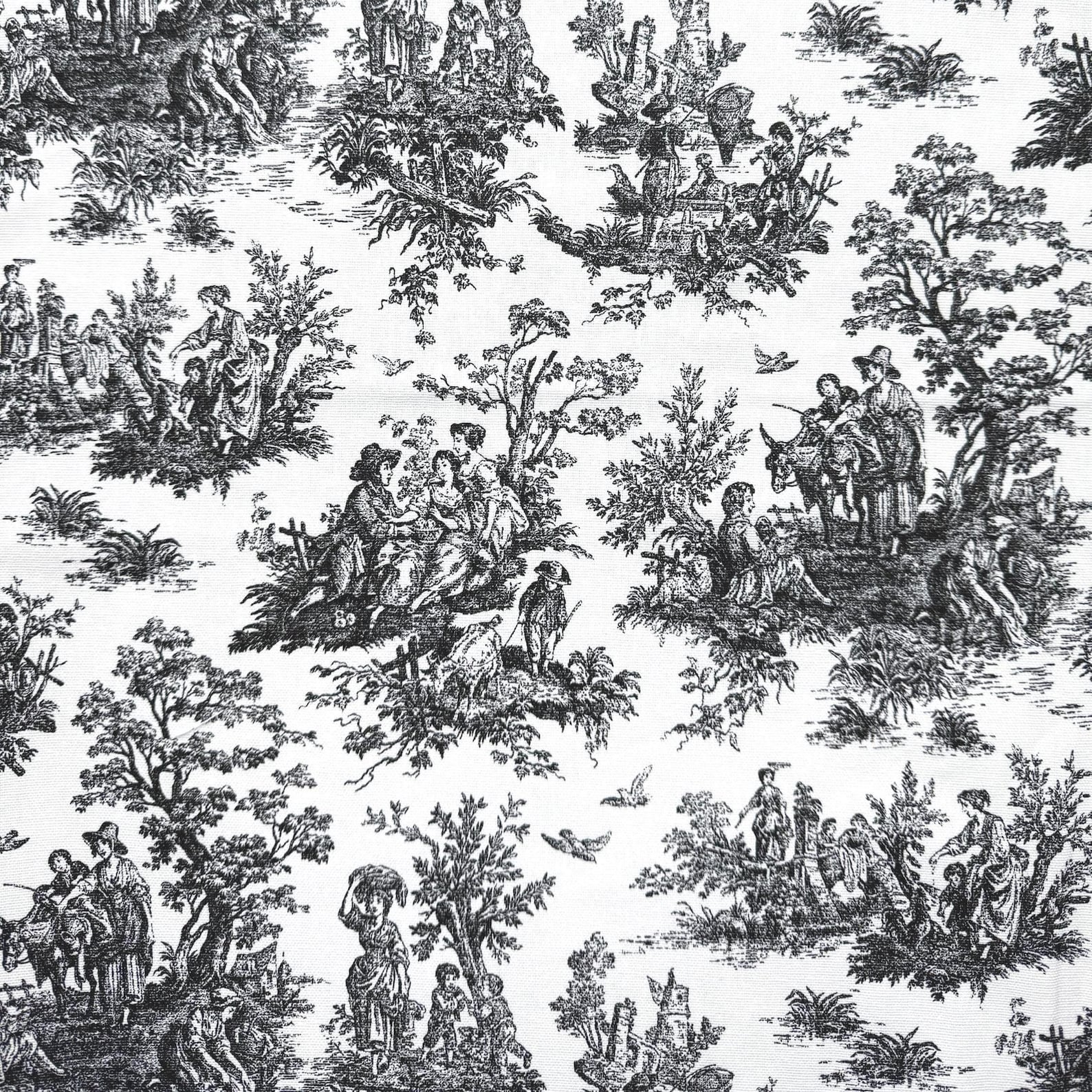 Black Toile Fabric Gingham Black Ticking Stripe Coordinating Pattern ...