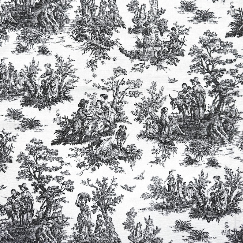 Black Toile Fabric Gingham Black Ticking Stripe Coordinating Pattern ...