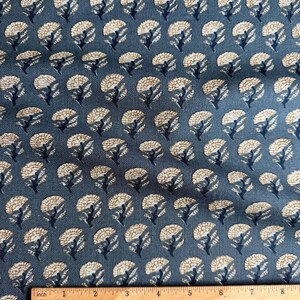 Blue Small Print Fabric Slate Blue All Over Floral Blockprint Textile ...