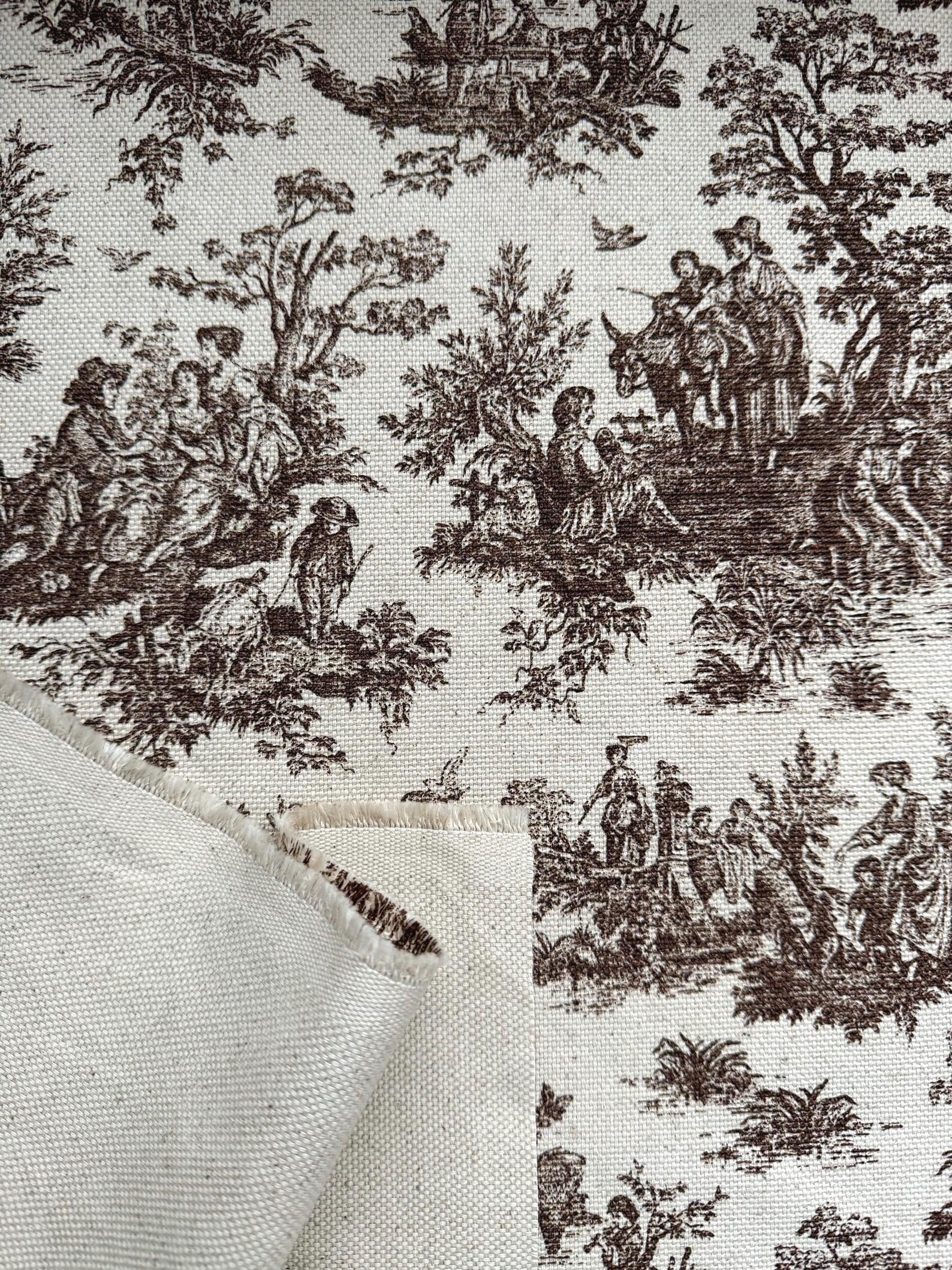 Brown Toile Cotton Fabric Storybook Scene Fall Fabric Estate Inspired ...