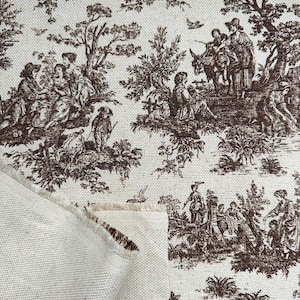 Brown Toile Cotton Fabric Storybook Scene Fall Fabric Estate Inspired ...