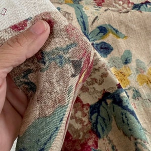 Floral Linen Fabric Bouquet Print Drapery Yardage Textile Vintage ...
