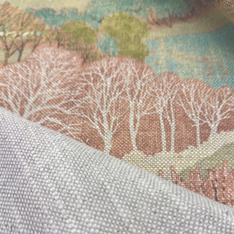 Neutral Pink Scenic Landscape Fabric by the Yard Mink Tone Home Decor ...