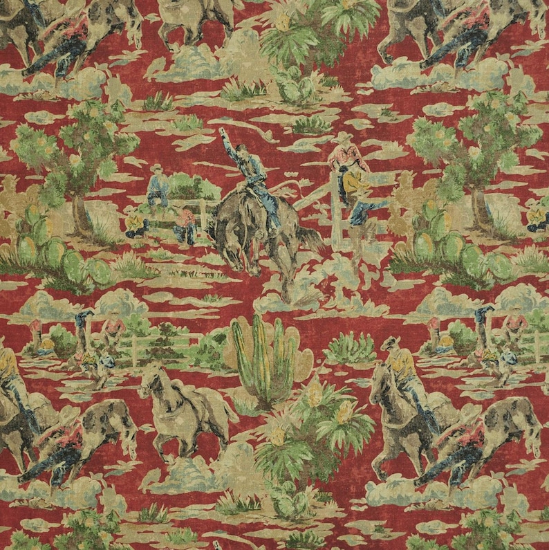 Western Cowboy Fabric by Yard Rodeo Horse Print Southwestern Desert ...
