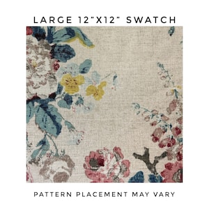 Floral Linen Fabric Bouquet Print Drapery Yardage Textile Vintage ...