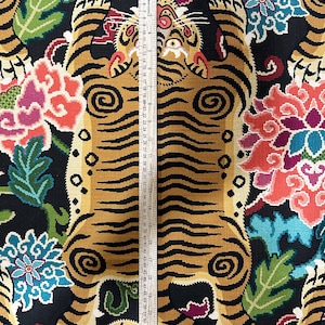Tiger Print Fabric Chinoiserie Textile Yardage Livingroom Chinese Decor ...