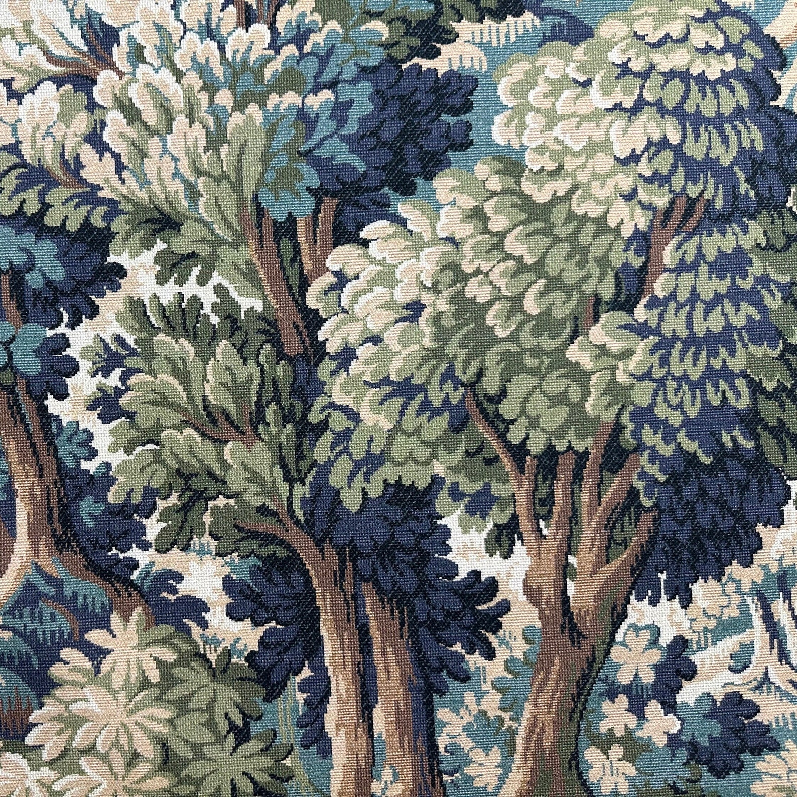 Forest Tapestry Fabric Yardage Green Woodland Print Brown Cotton Tree ...