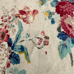 Floral Linen Fabric Bouquet Print Drapery Yardage Textile Vintage ...