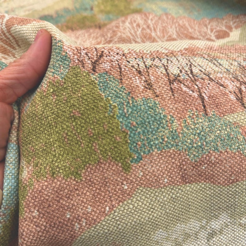 Neutral Pink Scenic Landscape Fabric by the Yard Mink Tone Home Decor ...