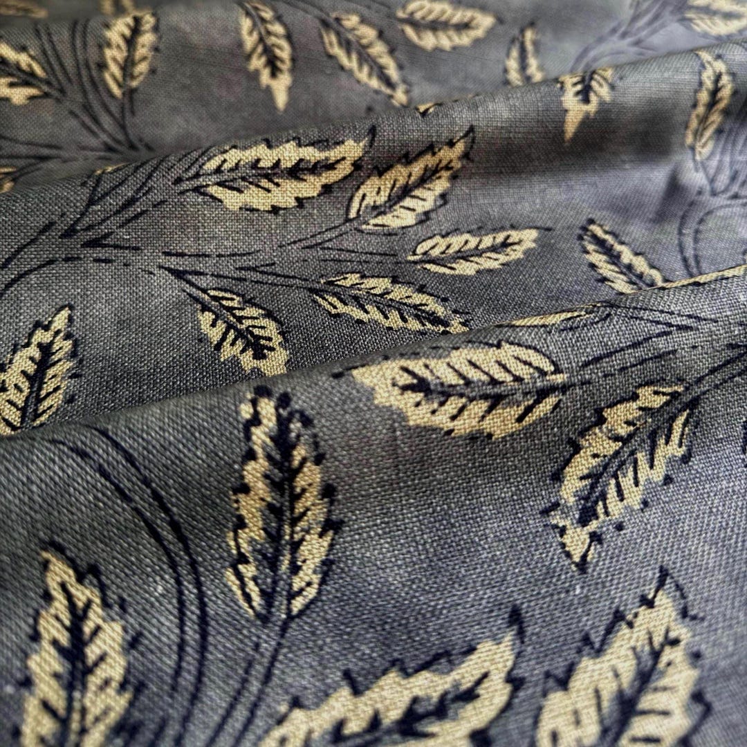 Organic Modern Fabric Neutral Foliage Print Designer Drapery Yardage ...