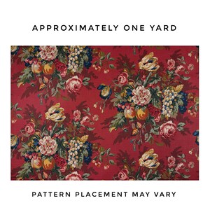 Crimson Red Floral Designer Fabric Yardage Fruit Printed Textile ...