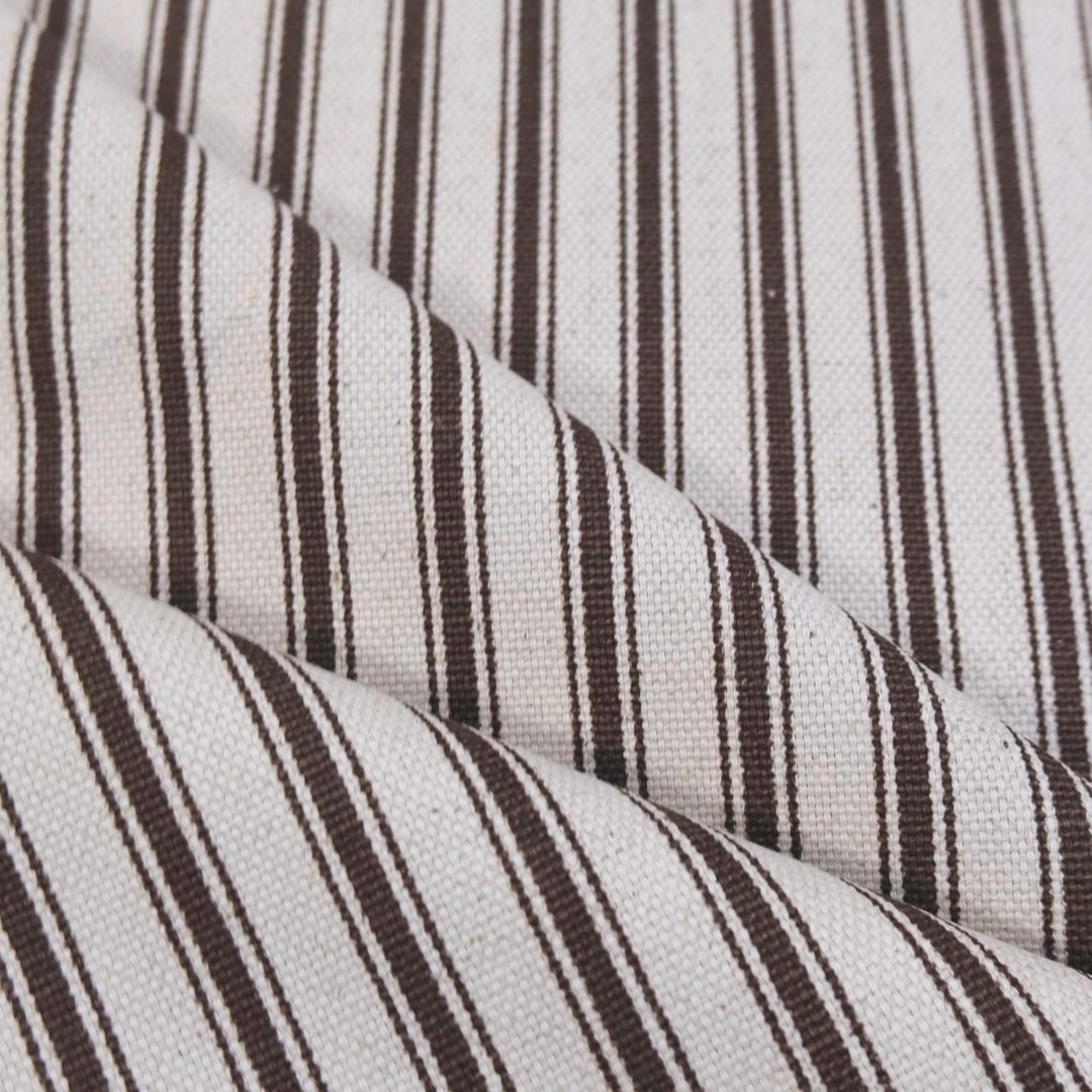 Brown Stripe Cotton Fabric Yardage Ticking Upholstery Striped Textile ...