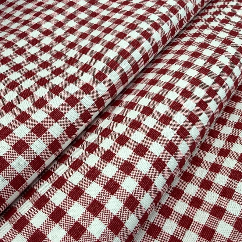 Gingham Cotton Fabric by the Yard Checkered Table Linen Textile Plaid ...