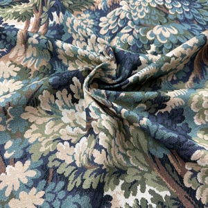 Forest Tapestry Fabric Yardage Green Woodland Print Brown Cotton Tree ...