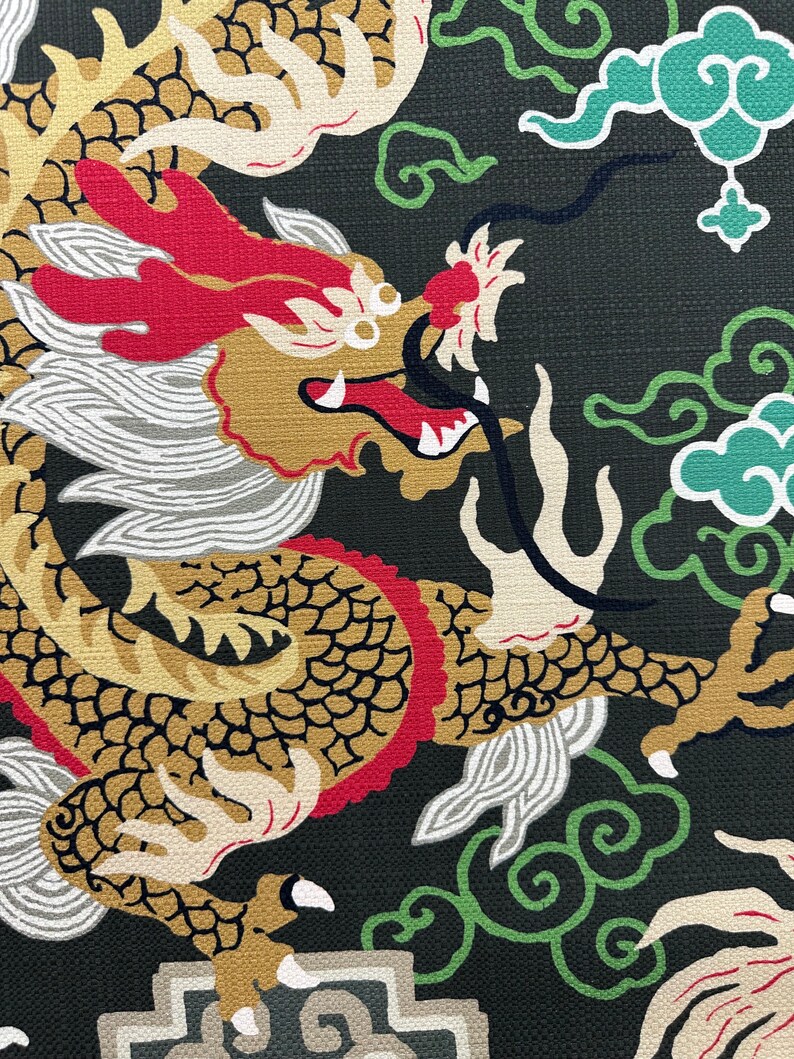 Chinoiserie Pattern Fabric Year of the Dragon Textile Chinoiserie ...