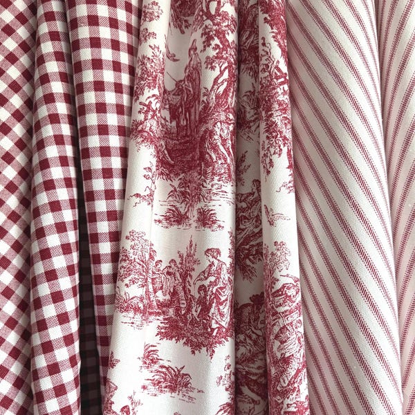 Red Toile Fabric - Etsy