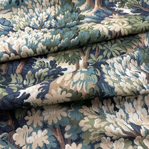 Forest Tapestry Fabric Yardage Green Woodland Print Brown Cotton Tree ...