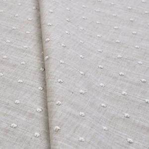 Cream Linen Fabric With Vertical Dot Embroidery Neutral Home Decor ...