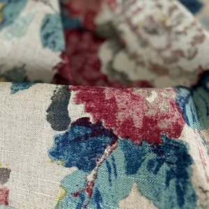 Floral Linen Fabric Bouquet Print Drapery Yardage Textile Vintage ...