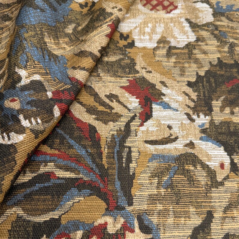 Jacobean Floral Upholstery Cotton Antique Gold Fabric by the Yard ...