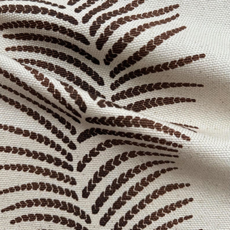 Brown Fern Print Fabric by the Yard Botanical Autumn Leaf Motif ...