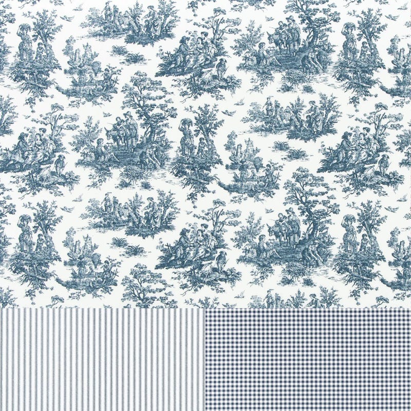 Blue Toile Fabric - Etsy
