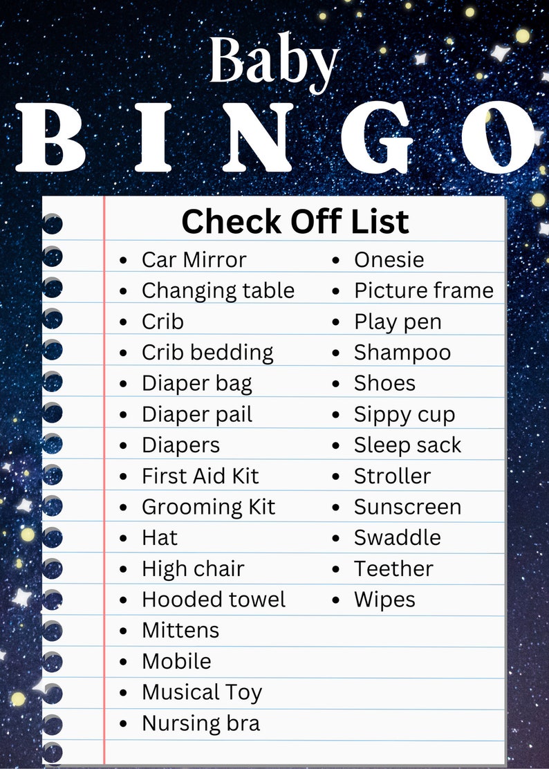 Baby Shower Bingo - Space Themed - 50 Pages - Etsy