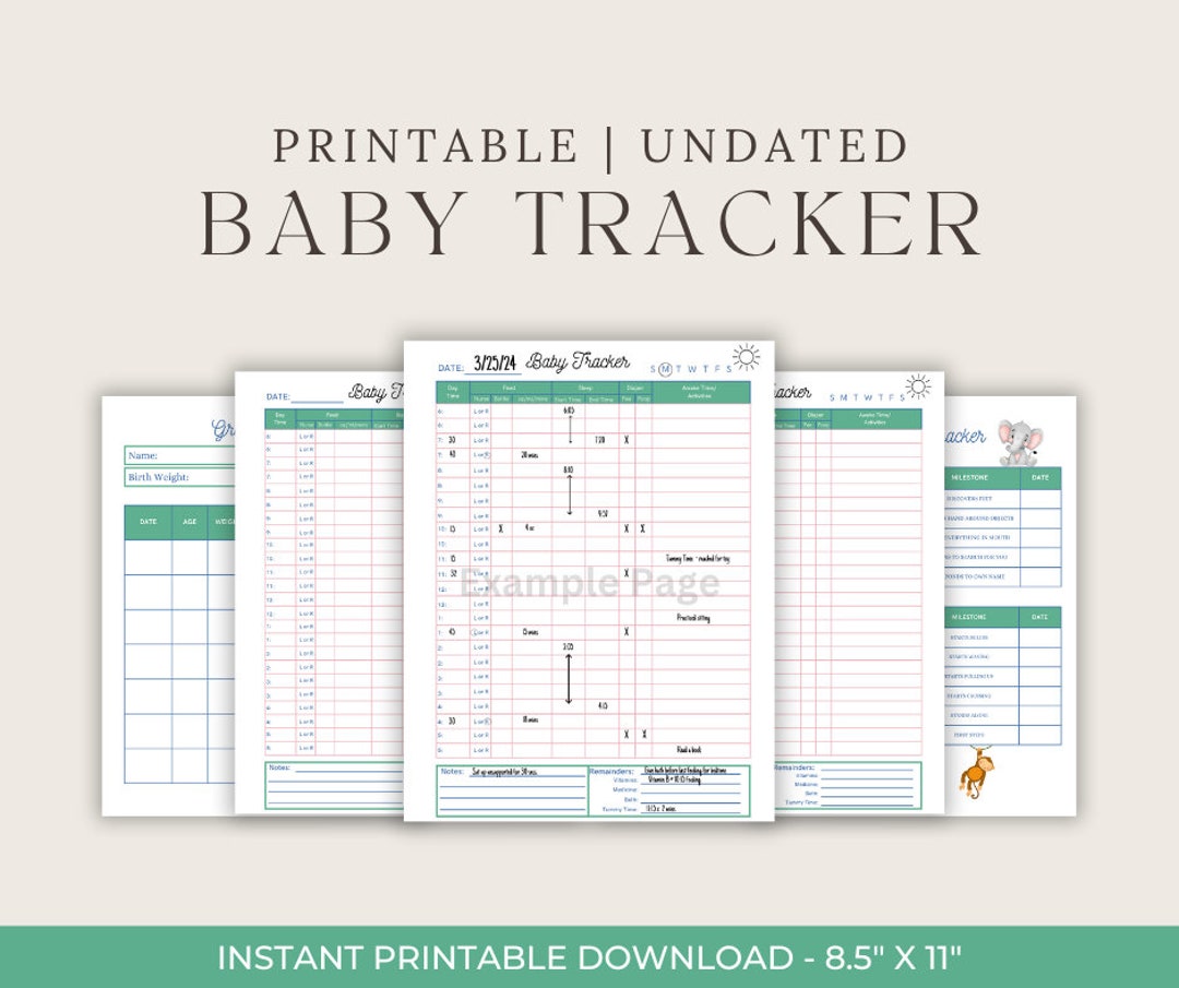 Baby Tracker Printable: Daily Feeding, Sleeping, Diaper Changes, Growth ...