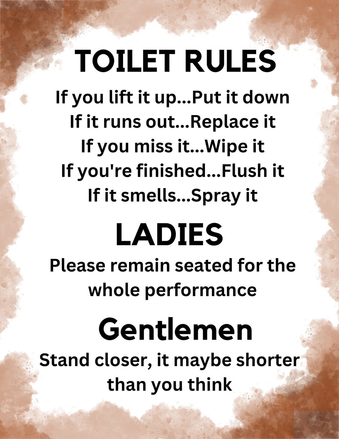 Toilet Rules for Guests - Etsy
