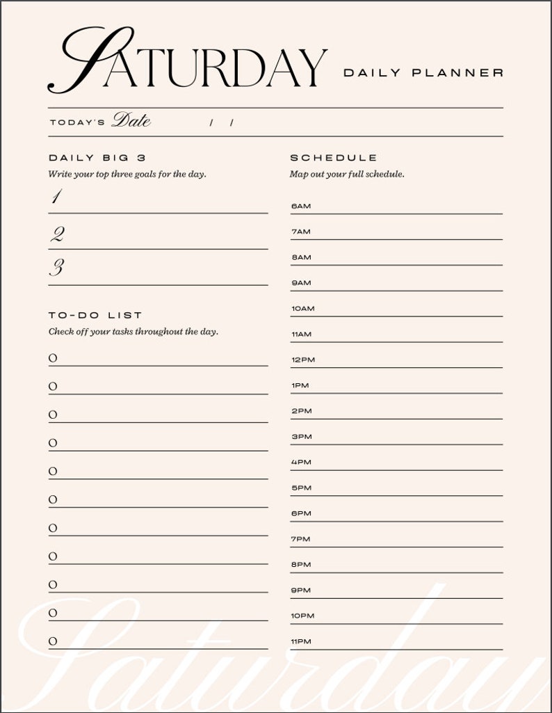 Printable Weekly Planner 7 Days of the Week PDF Downloadable Cute ...