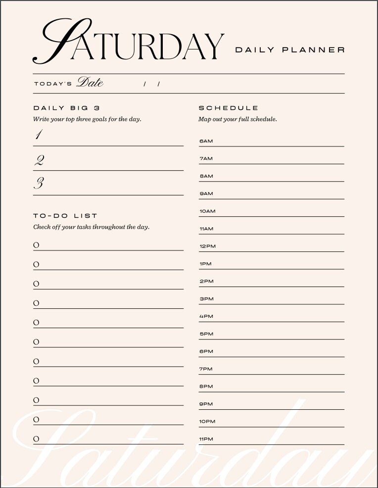 Printable Weekly Planner 7 Days of the Week PDF Downloadable Cute ...