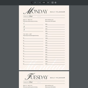 Printable Weekly Planner 7 Days of the Week PDF Downloadable Cute ...