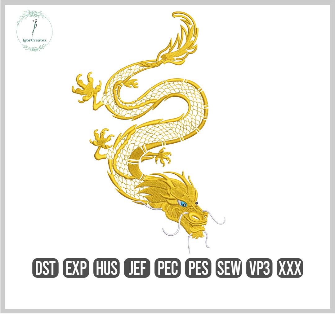 Mythical Dragon Machine Embroidery, Chinese Flying Dragon Embroidery ...