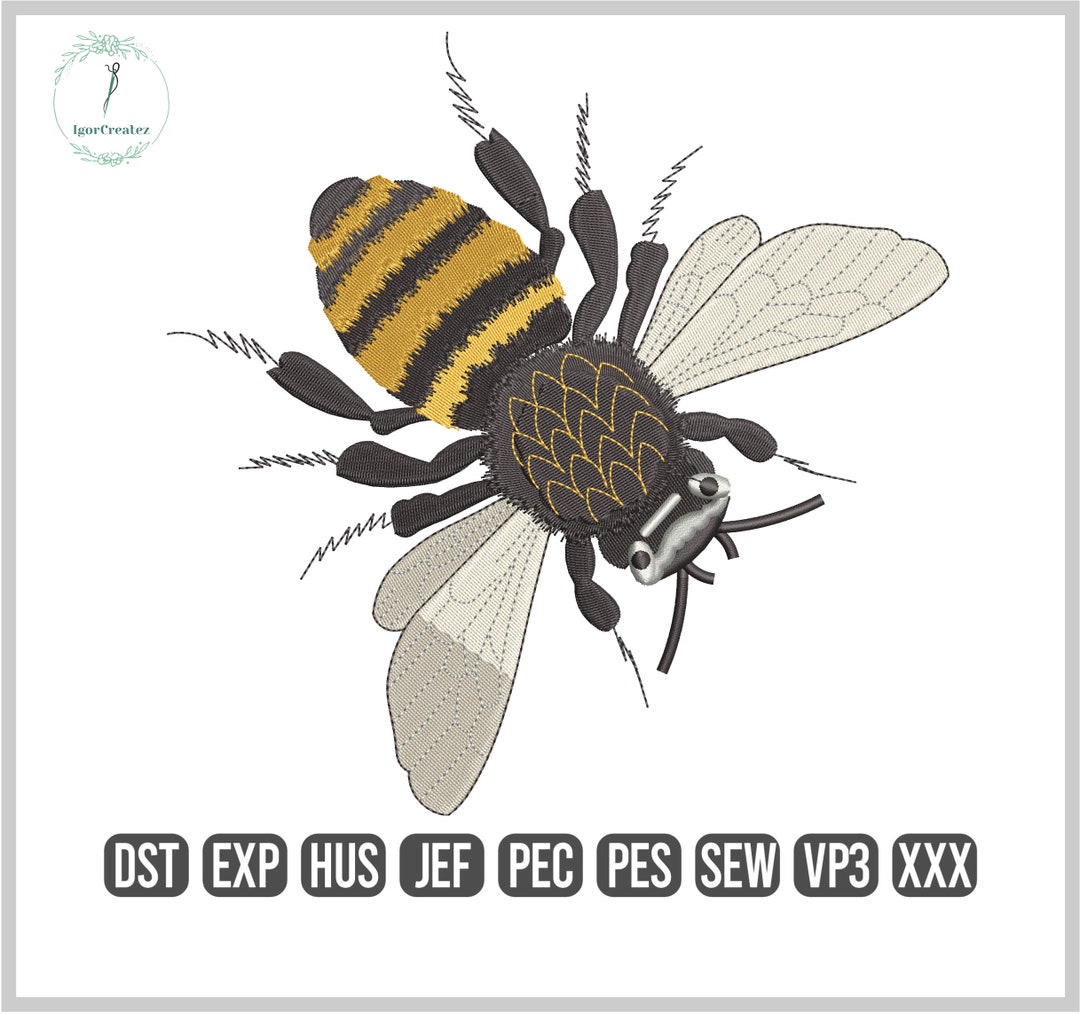 Bumble Bee Embroidery Design, Flying Bee Design Machine Embroidery ...
