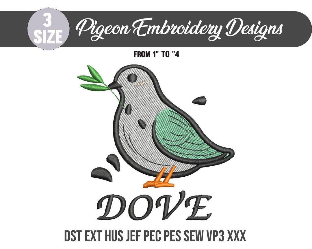Bird DOVE Machine Embroidery Design, Cute Dove Embroidery Digital ...