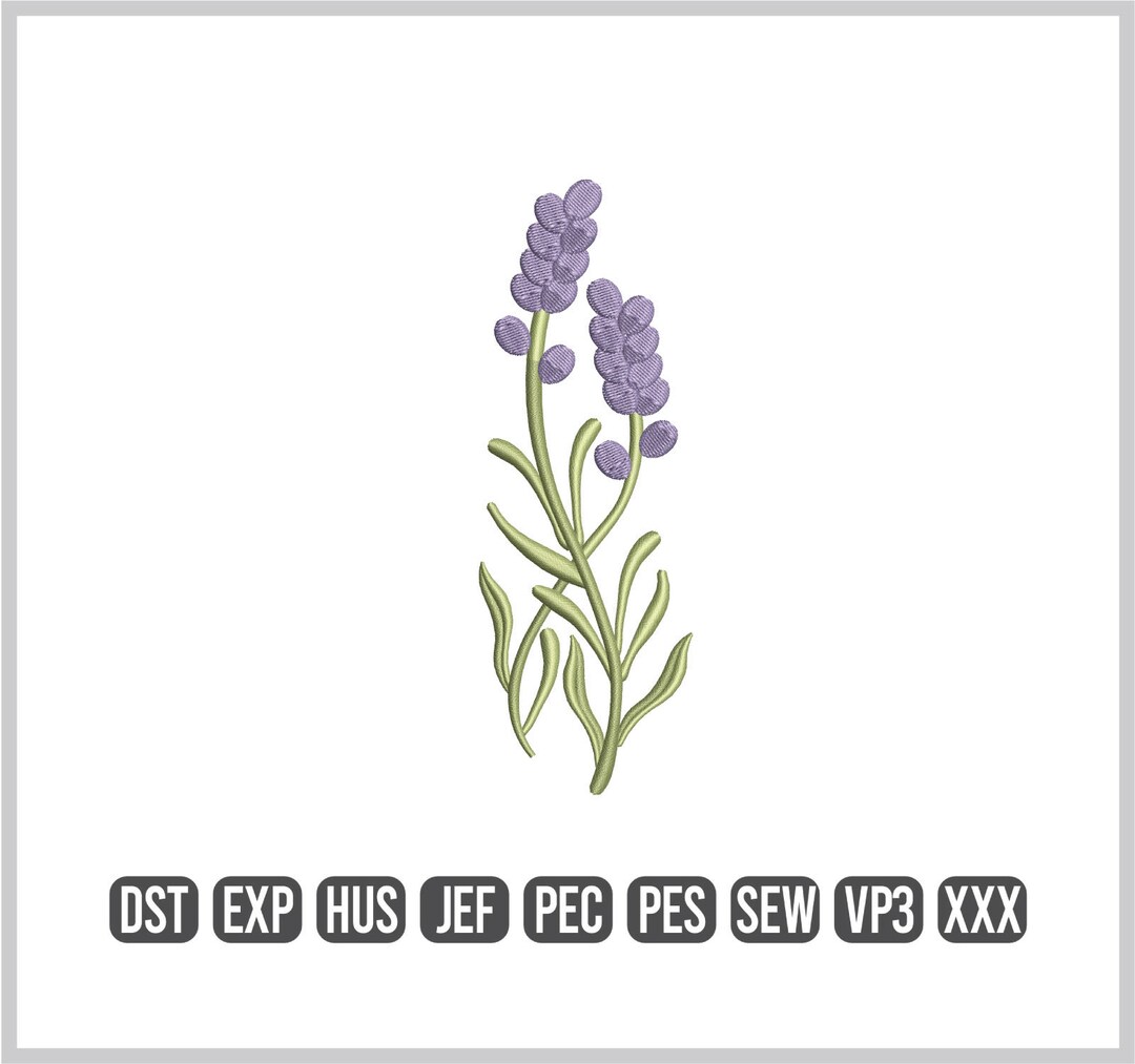 Lavender Flower Embroidery Pattern, Botanical Flower Machine Embroidery ...