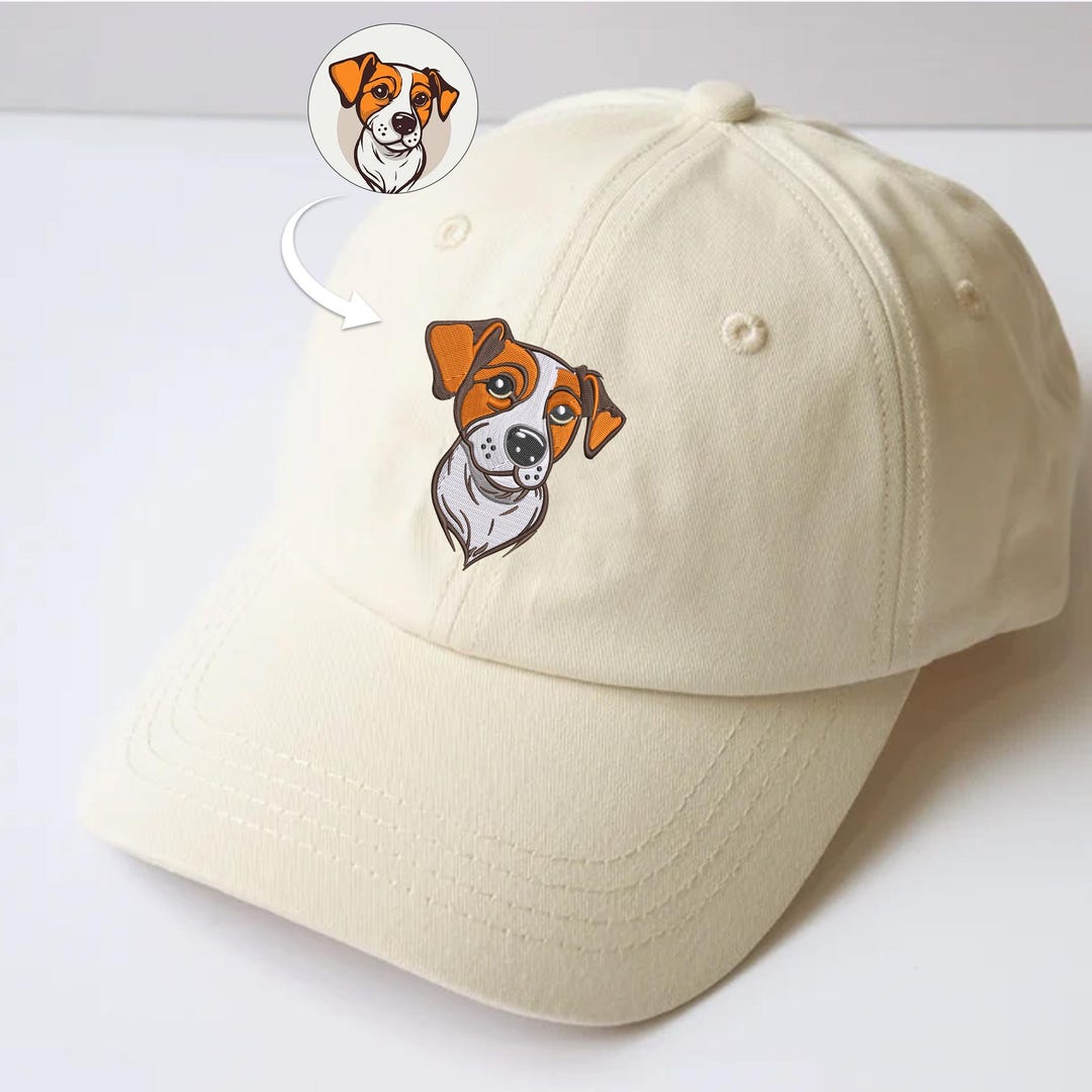 Dog Embroidered Hat, Custom Pet Embroidery Face Portrait on Hats ...