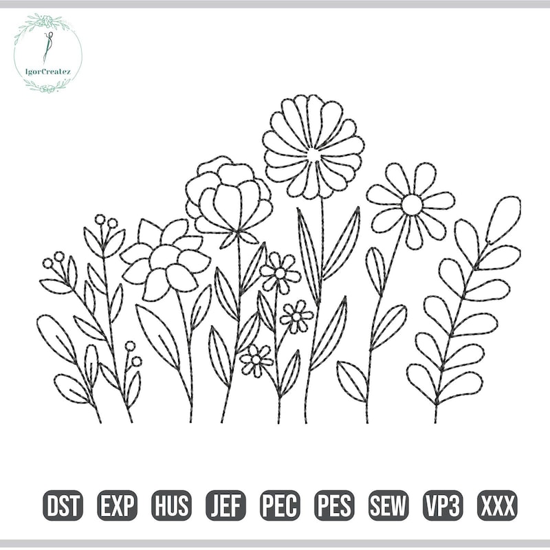 Flower Embroidery Pattern - Etsy