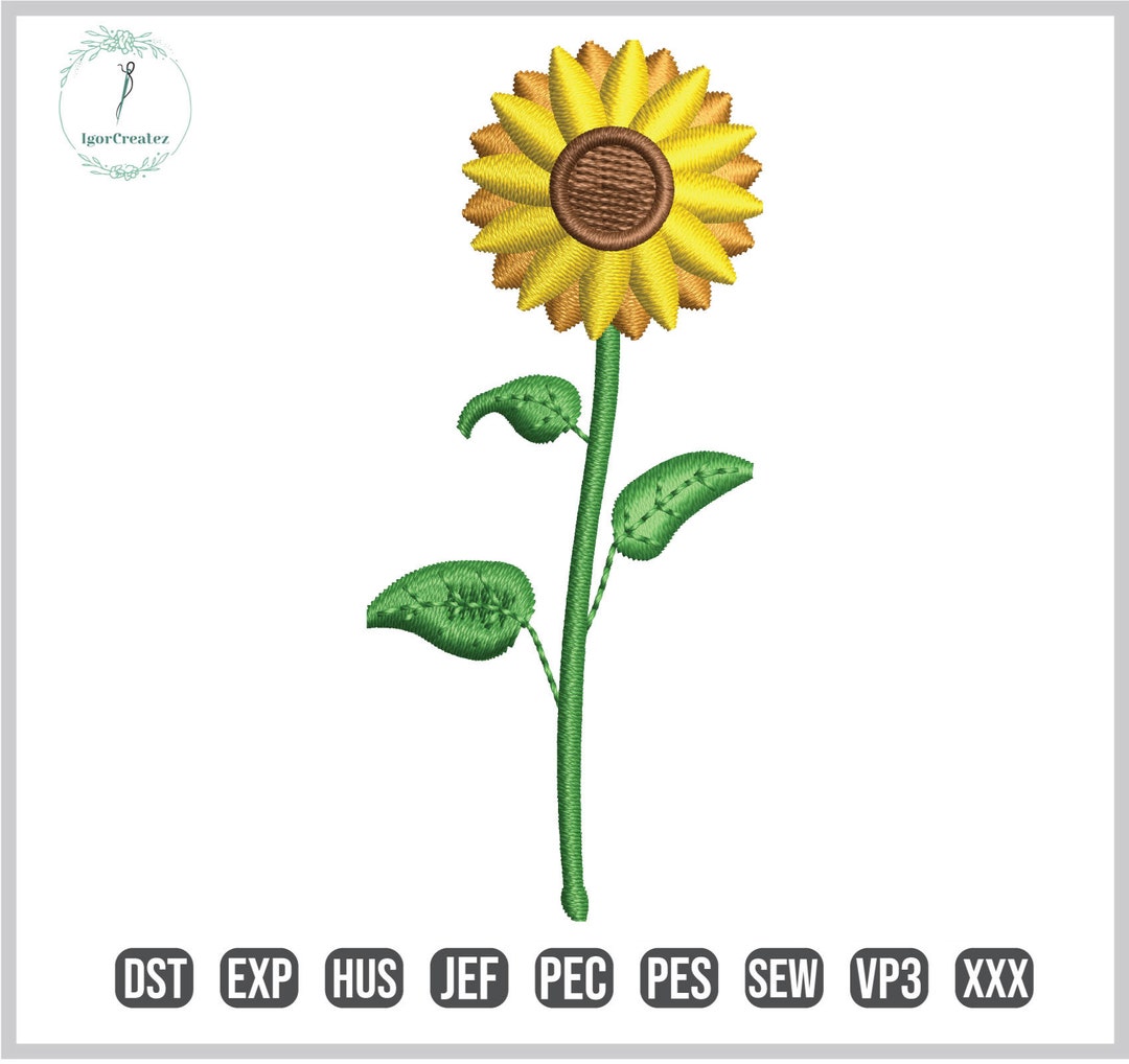 Sunflower Embroidery, Mini Flower Design Machine Embroider, Sunflower ...