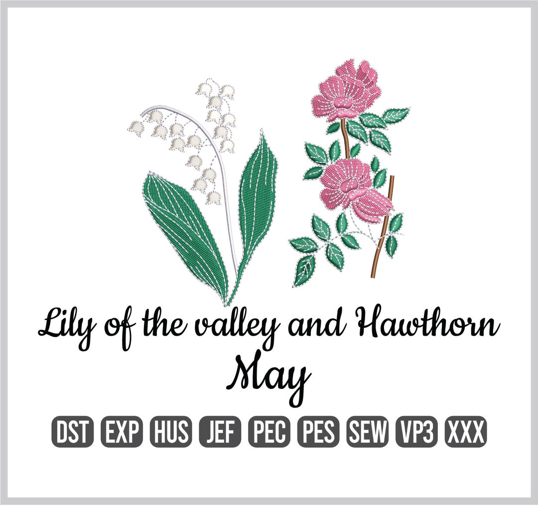 Birth Month May Flowers Embroidery, Wildflowers Machine Embroidery ...