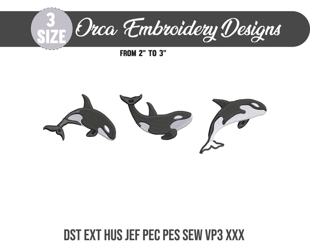 Orca Whales Embroidery Design, Killer Orca Whale Machine Embroidery Files, Digital Download ...