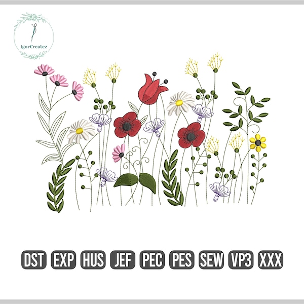 Wildflower Embroidery File - Etsy